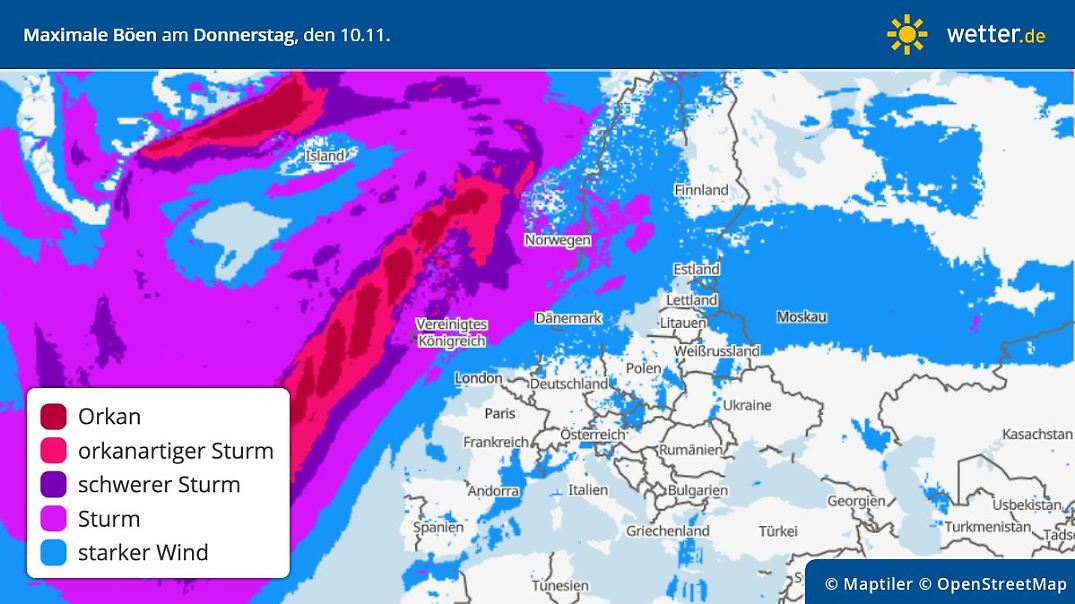Unwetter in Europa: Orkanböen und bis zu 100 Liter Regen - wie heftig trifft der Sturm ...