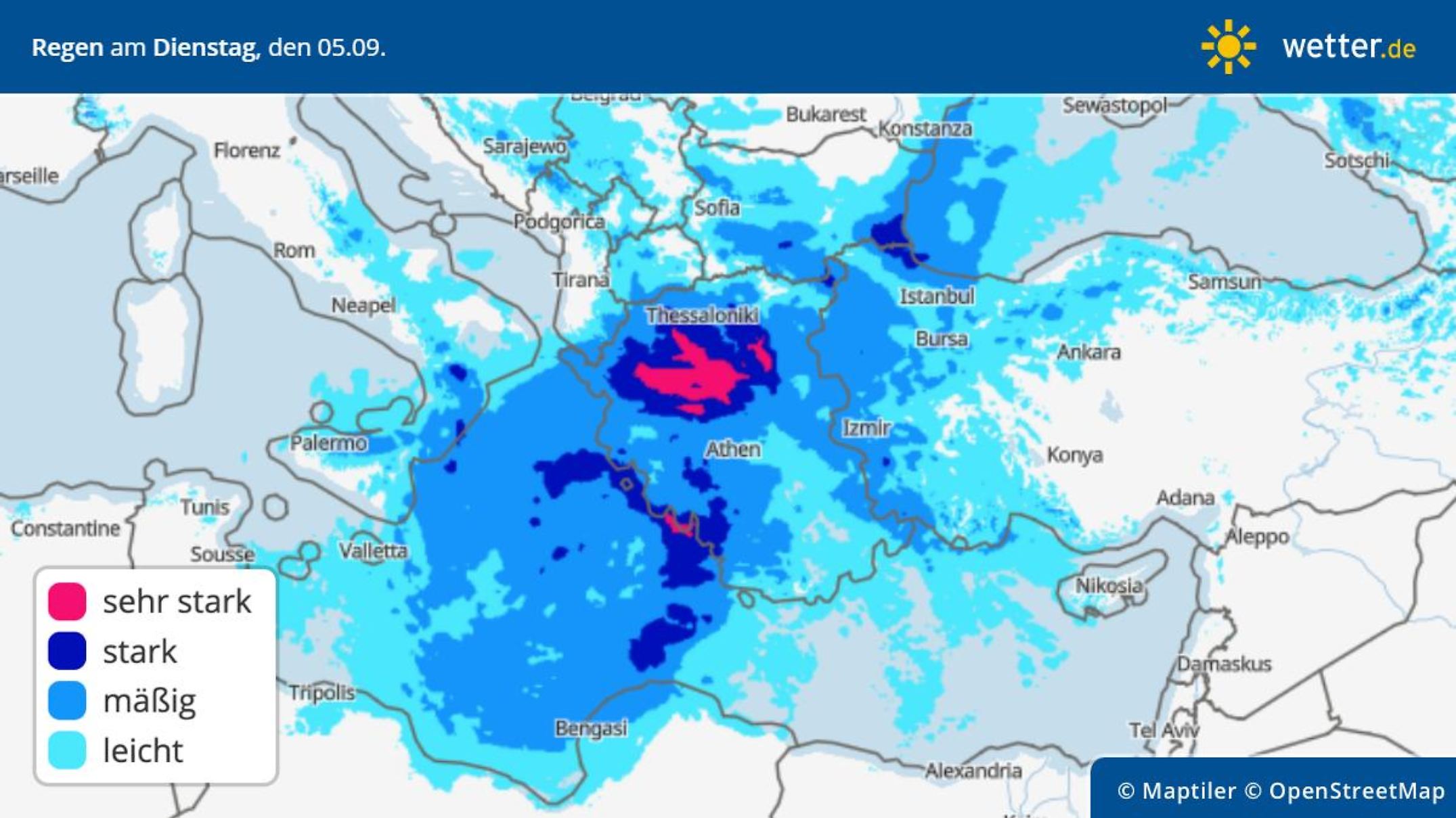 Unwetter Griechenland Karte