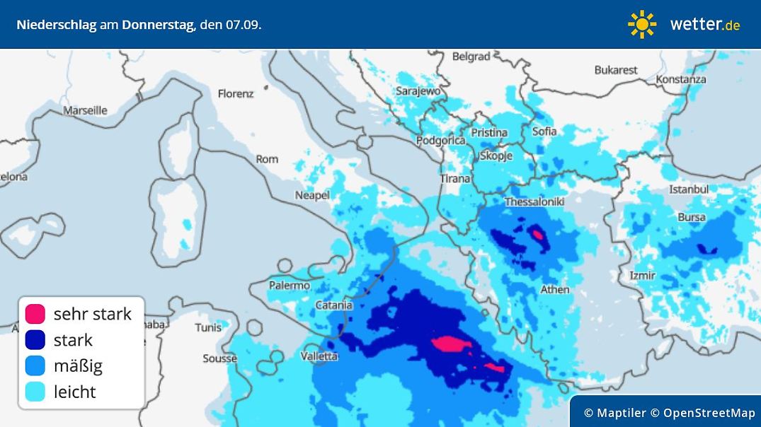 Starkregen und Gewitter am Mittelmeer: Wird Unwettertief Daniel zum ...