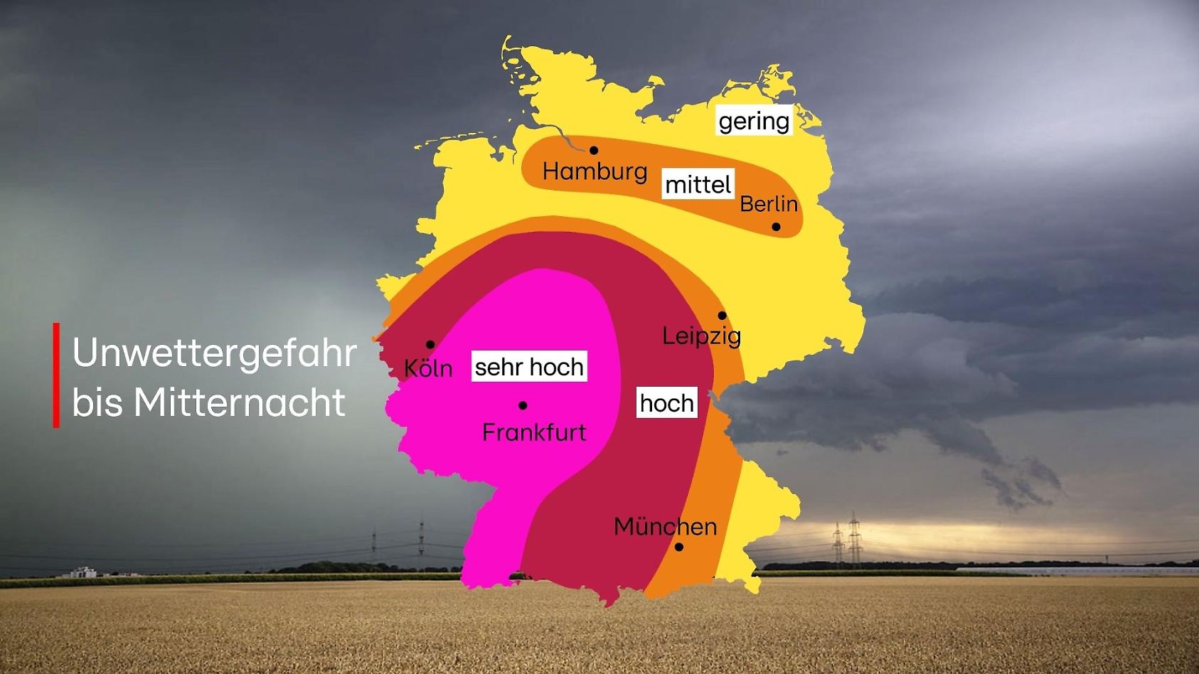 Unwetter-Fahrplan: Gewitter, Starkregen, Hagel, Sturm beenden Hitze - Gefahr beim Public Viewing ...