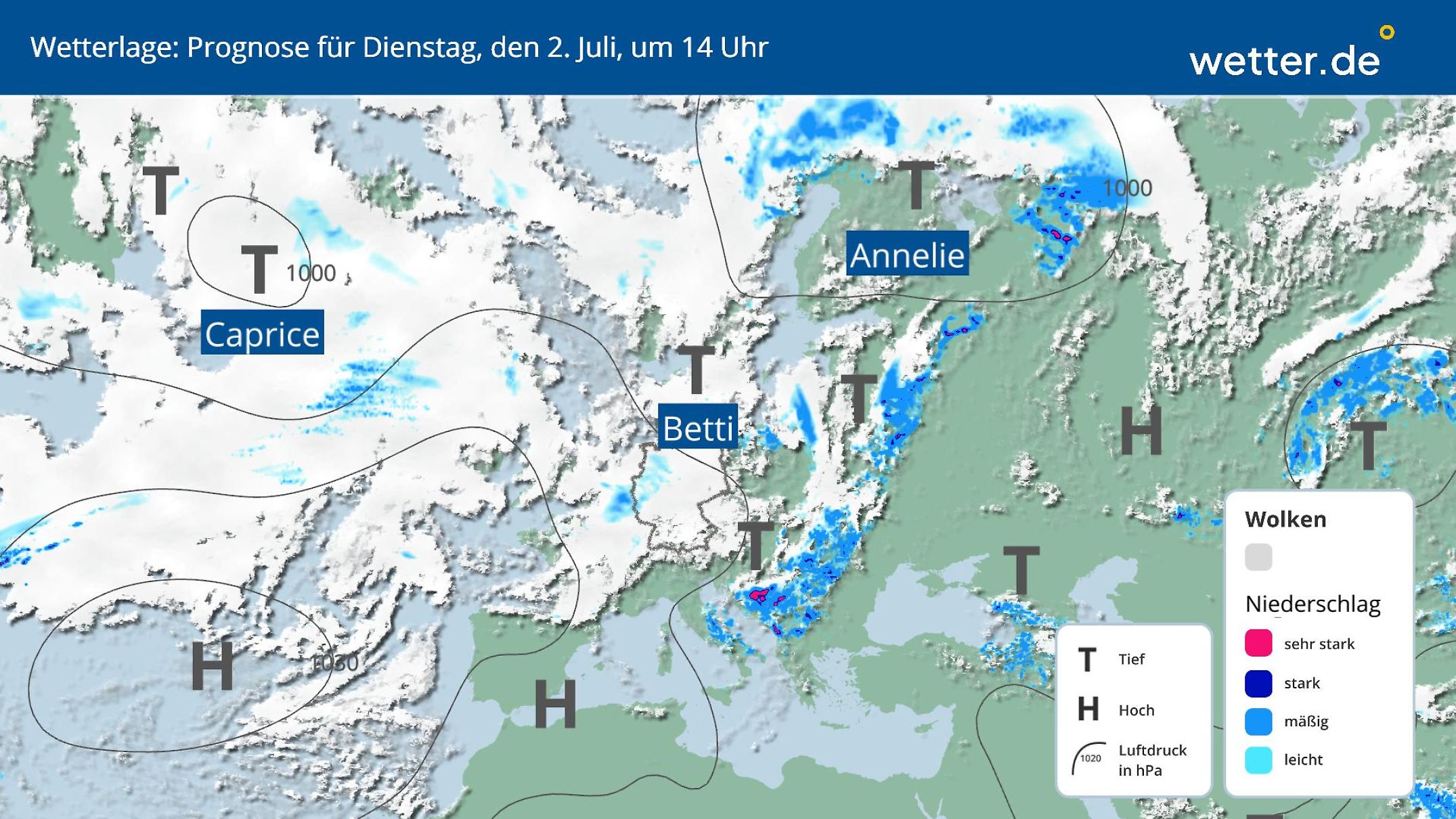 Wetter und Wetterthemen am 02.07.2024: Der Sommer lässt Deutschland im Stich - höchstens 20 Grad ...
