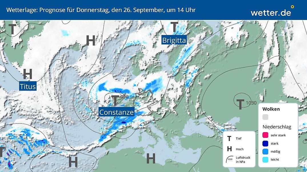 Wetter und Wetterthemen am 26.09.2024: Sturmtief Constanze pfeift mit 100 km/h, Regen und ...