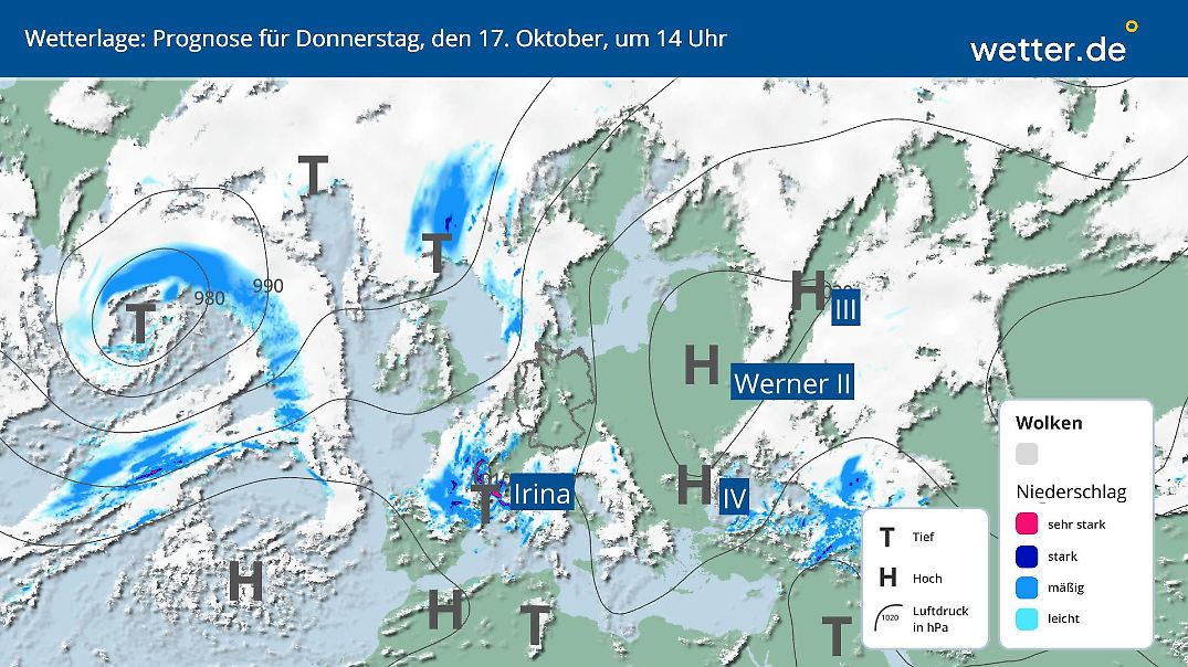 Wetter und Wetterthemen am 17.10.2024: Im Westen könnte etwas Regen fallen, ansonsten wird die ...
