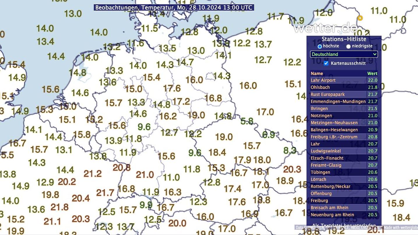 Wetter und Wetterthemen am 28.10.2024: Bei uns wärmer als in Spanien mit über 20 Grad | wetter.de