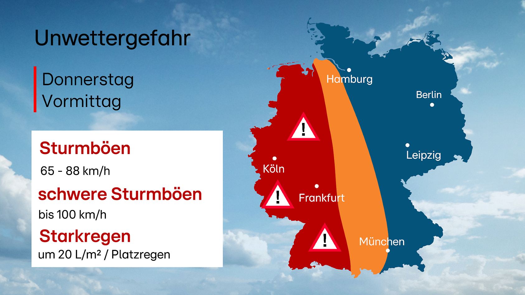 Unwetter-Fahrplan für Deutschland: Schwere Gewitter, Starkregen, großer Hagel, Sturm- bis ...
