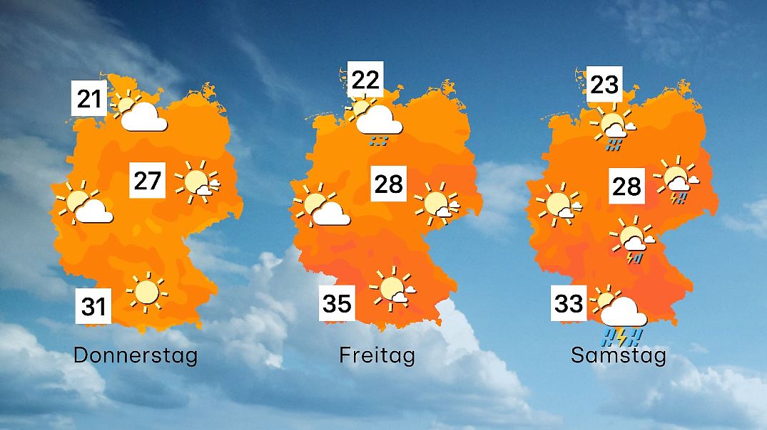 Hitze in Deutschland mit bis zu 35 Grad und mehr am Freitag | wetter.de
