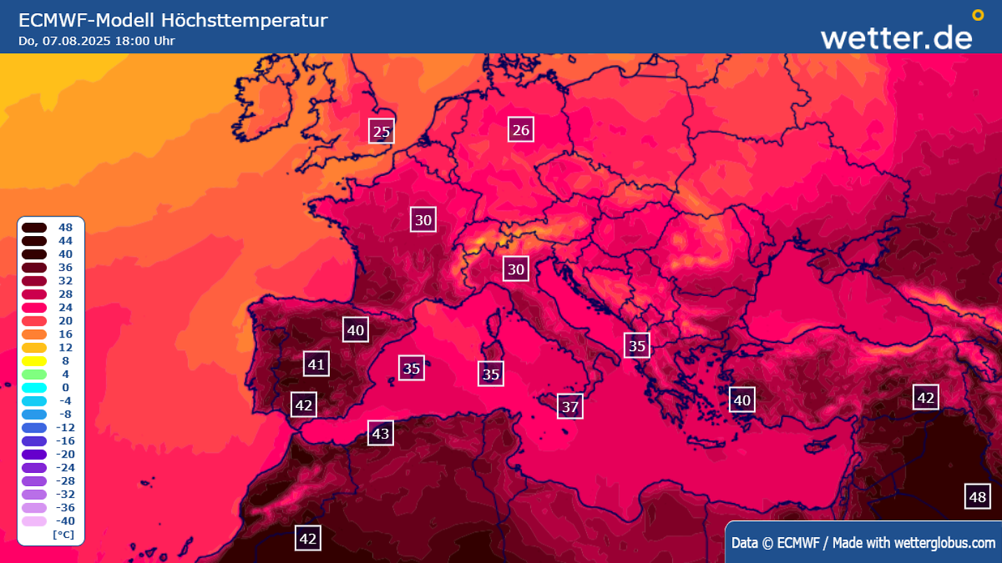 Extreme Temperaturen: Hitzewelle in Spanien und der Türkei - steigende Temperaturen in Italien ...