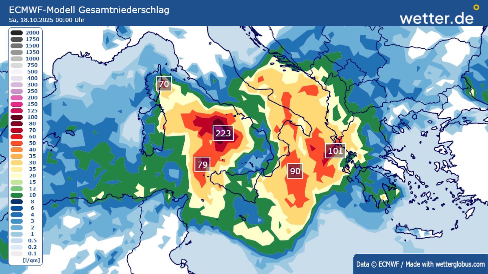 Unwetter Mittelmeer aktuell: Regenmassen für Italien, Griechenland und dem Balkan - bis 500 ...